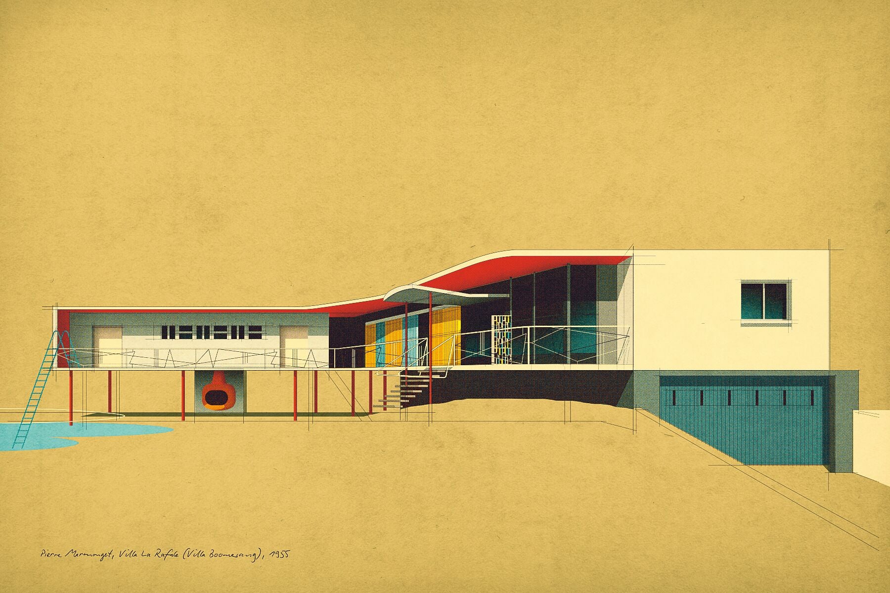 Pierre Marmouget, Villa La Rafale (Boomerang Villa), 1955 – Prints by ...