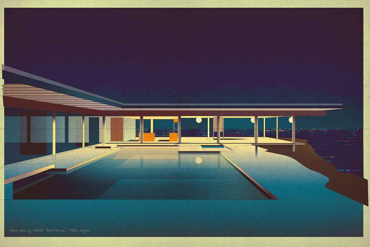 Pierre Koenig, CSH22 Stahl House, 1959. Night – Prints by Studio Sander ...